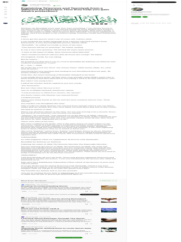 Explaining Ta'Awwuz and Tasmiyah From A Different Perspective. How They Help You Gain Allah's ...