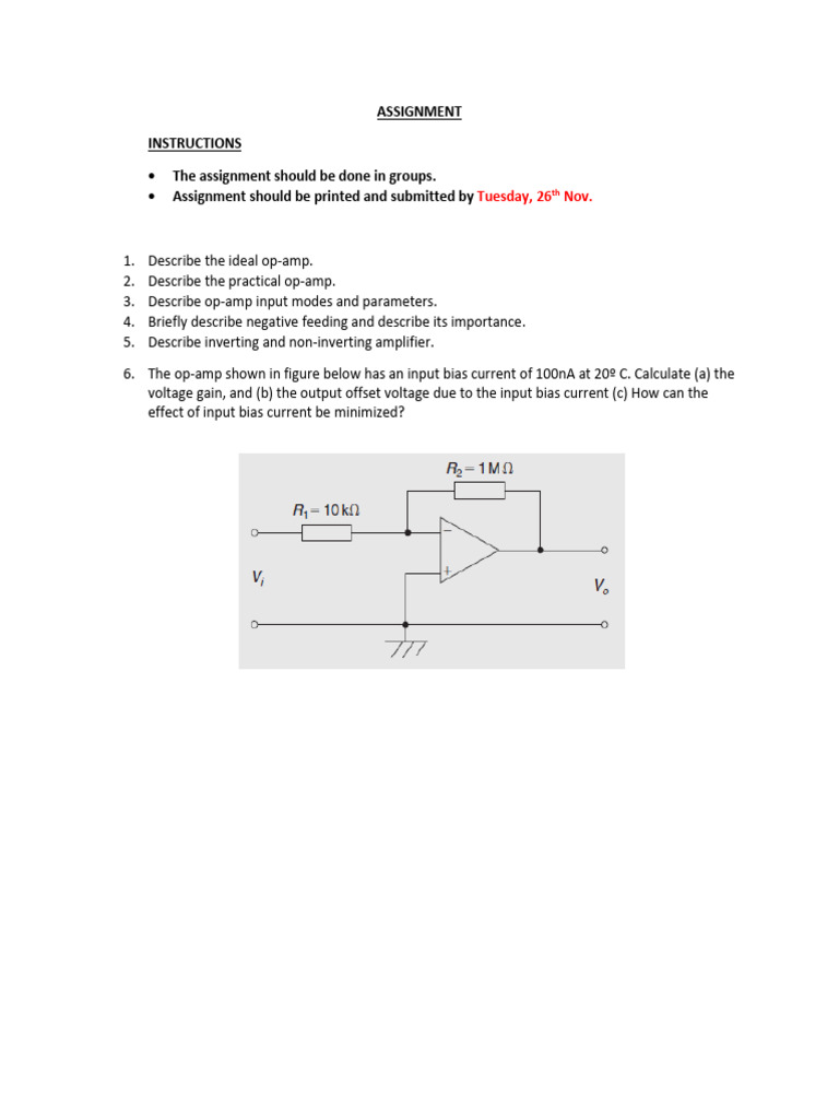 Op-Amp Analysis Assignment | PDF