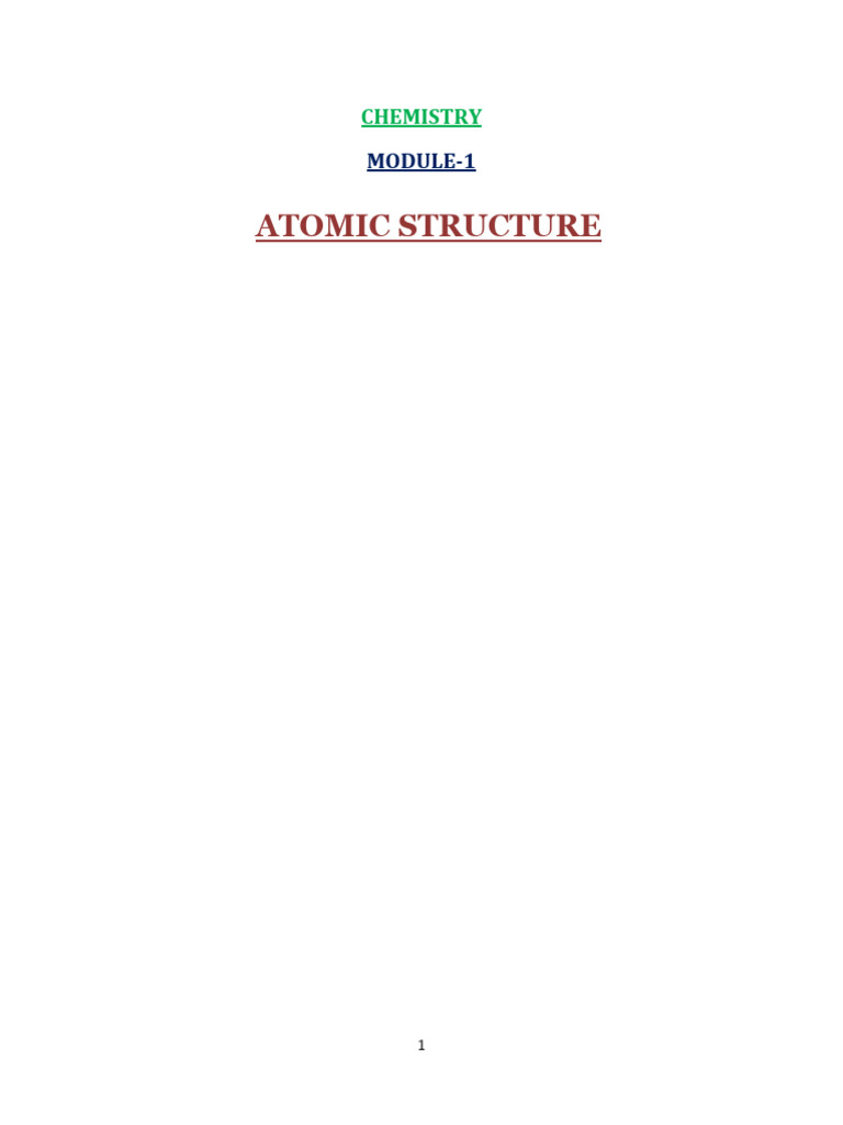 Module-1 (Atomic Structure) | PDF | Science & Mathematics