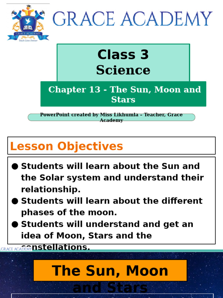 Sun, Moon, and Stars for Class 3 | PDF | Planets | Moon