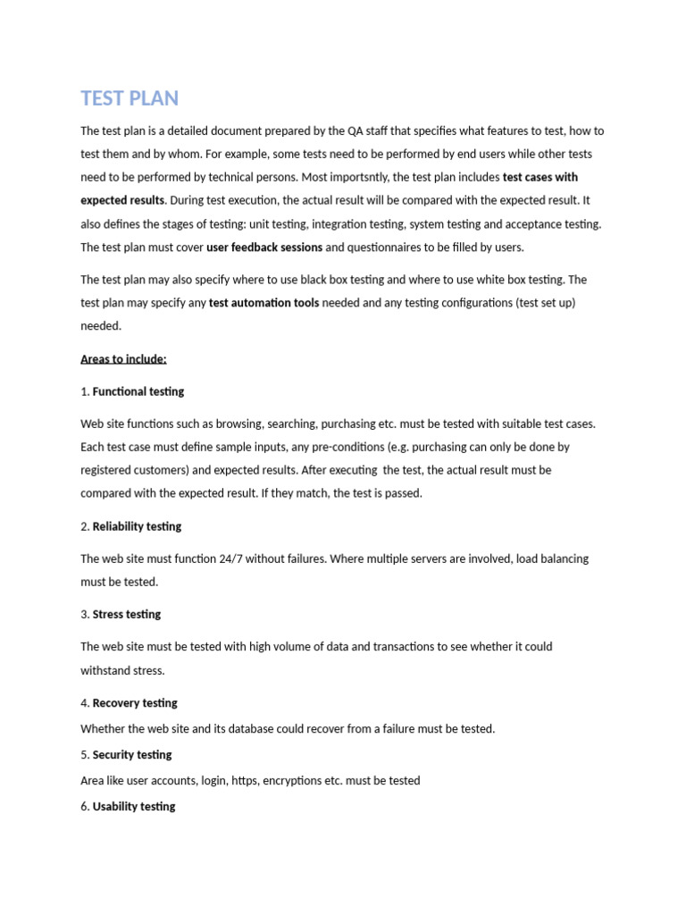 Test Plan and Test Implementation | PDF | Computers | Technology ...