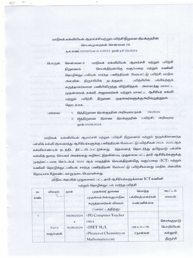 ICT Training Schedule for Teachers | PDF