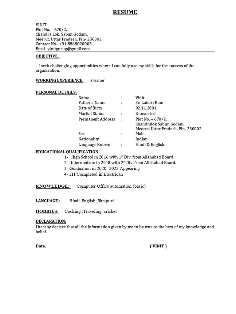 Vinit Resume V | PDF