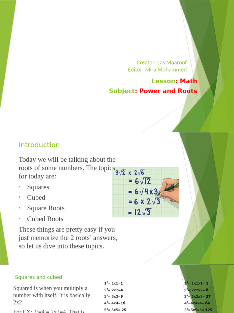 Power and Roots | PDF | Arithmetic | Mathematics