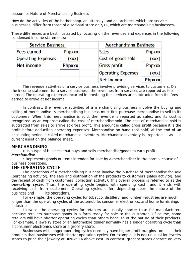 Lesson For Merchandising Business | PDF | Expense | Audit