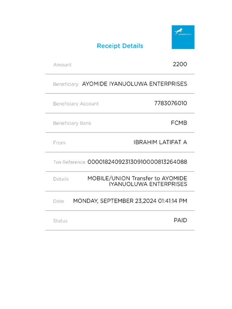 UnionMobile Receipt-3 | PDF