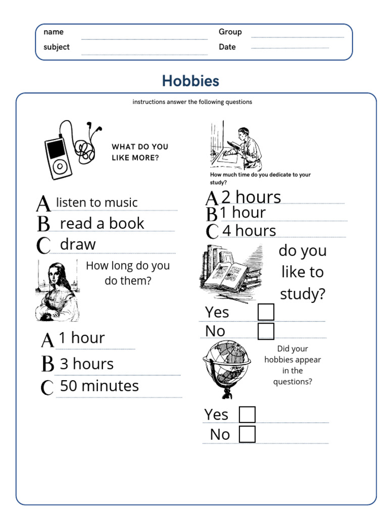 Student Study and Hobby Survey | PDF