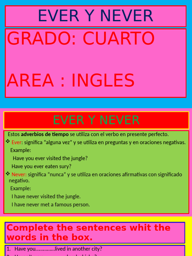 Present Perfect: Ever and Never Usage | PDF