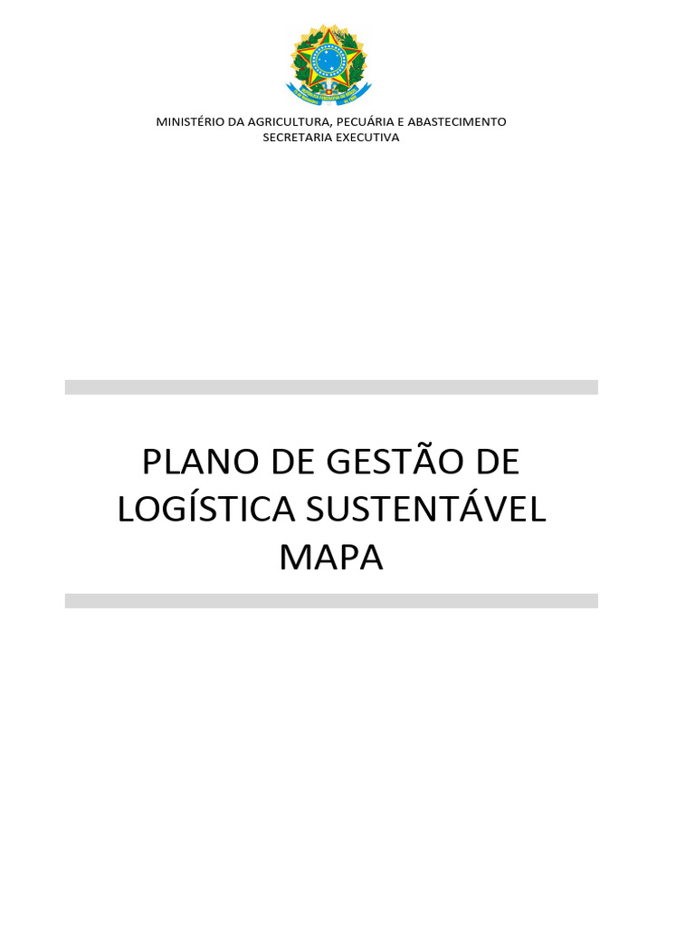 Plano De Gestao De Logistica Sustentavel Mapa Pdf Sustentabilidade