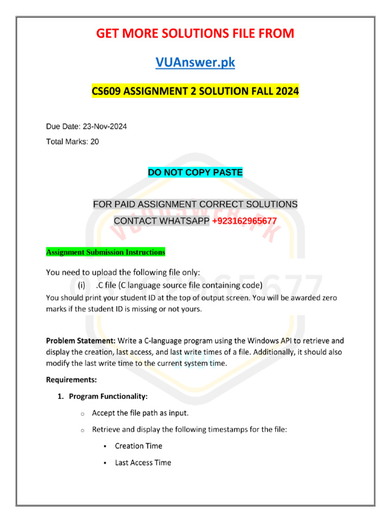 CS609 Assignment 2 Solution Fall 2024 | PDF