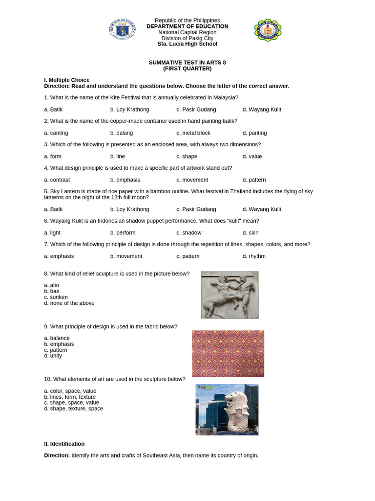 Summative Test in Arts Q1 | PDF