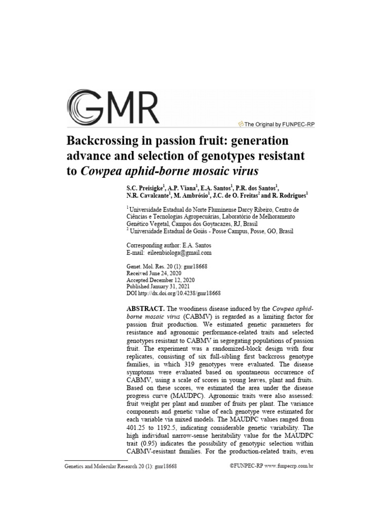 gmr18668 - Backcrossing Passion Fruit Generation Advance and Selection ...