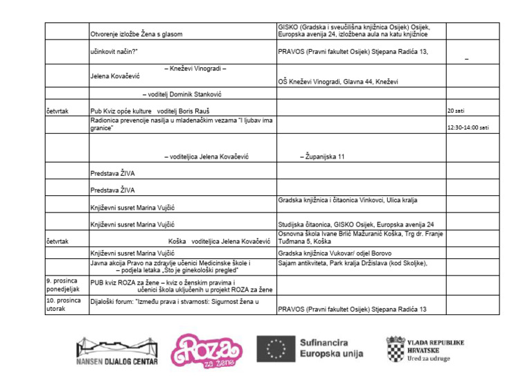 Raspored 16 Dana Aktivizma | PDF