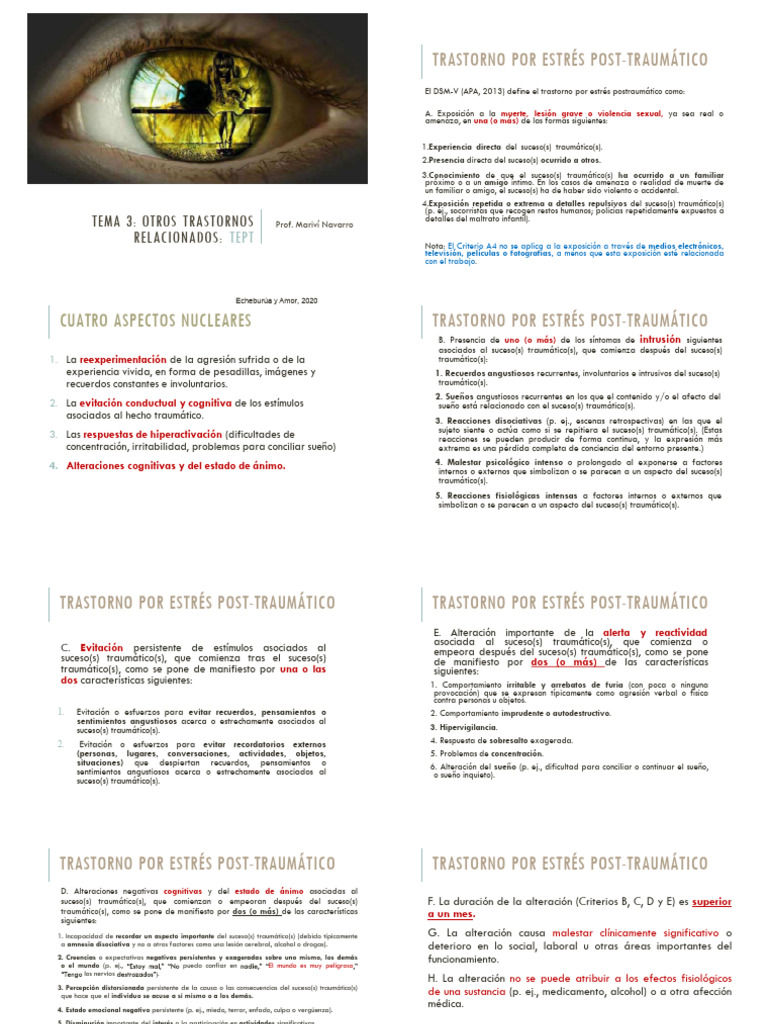 Tema 3 Tept | PDF | Trauma psicólogico | Estrés (biología)