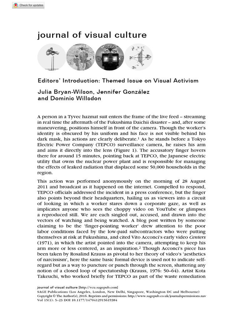 Bryan Wilson Et Al 2016 Editors Introduction Themed Issue On Visual ...