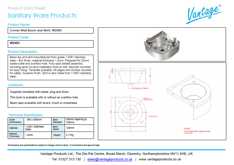 Product Data Sheet W240C | PDF | Technology & Engineering