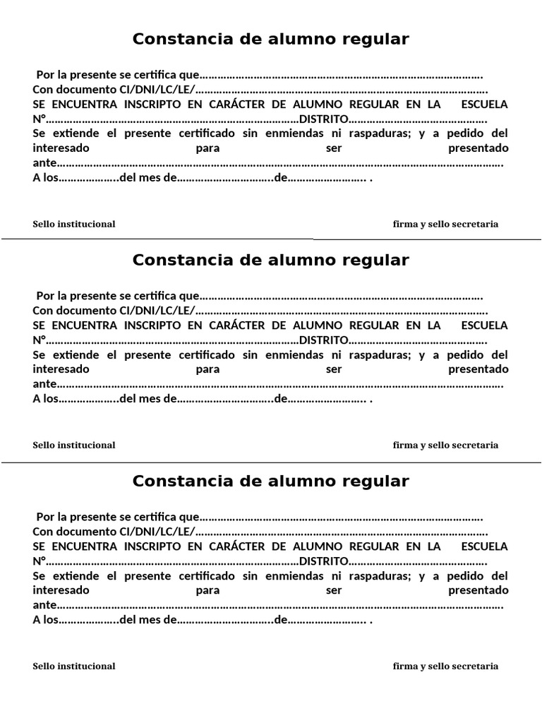 Constancia de Alumno Regular | PDF