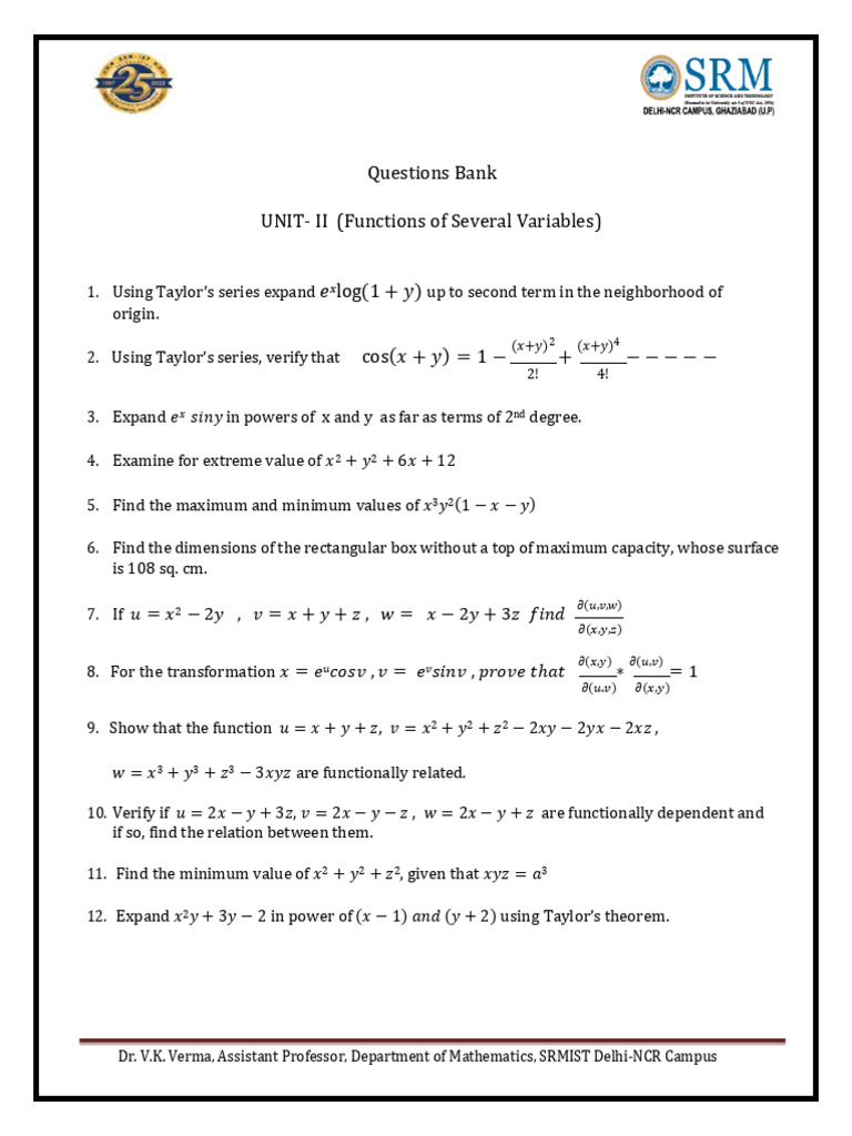 Qs Bank Unit 2 | PDF | Applied Mathematics | Mathematical Analysis