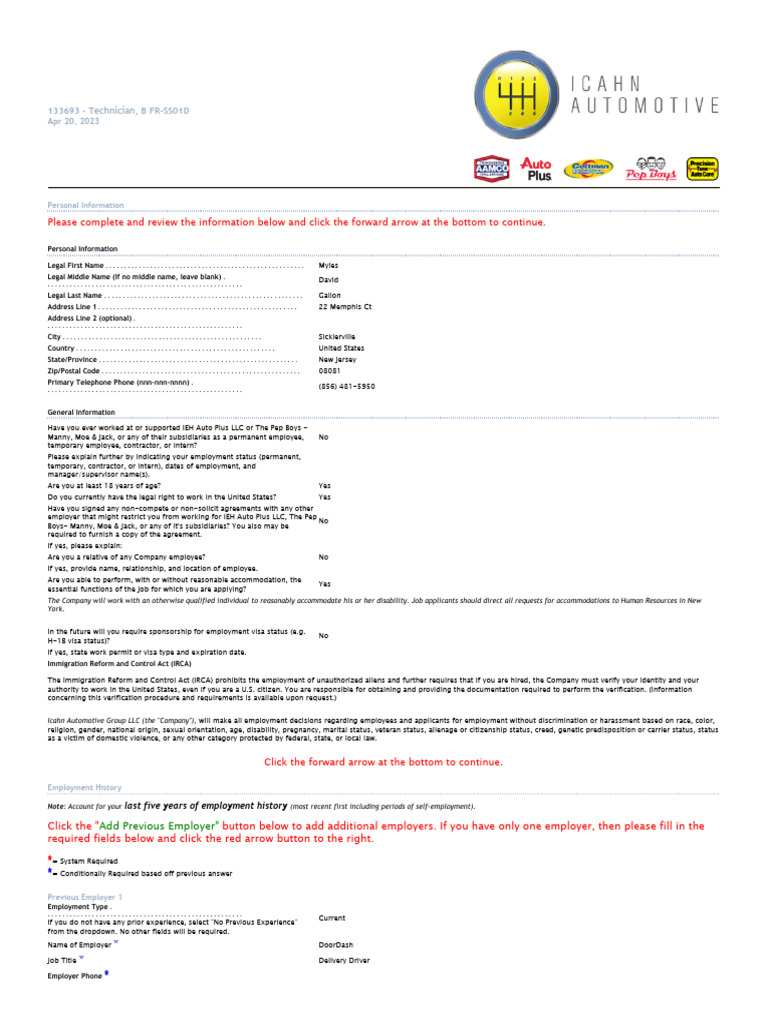 Pep Boys Job Application Process | PDF | Employment | Background Check