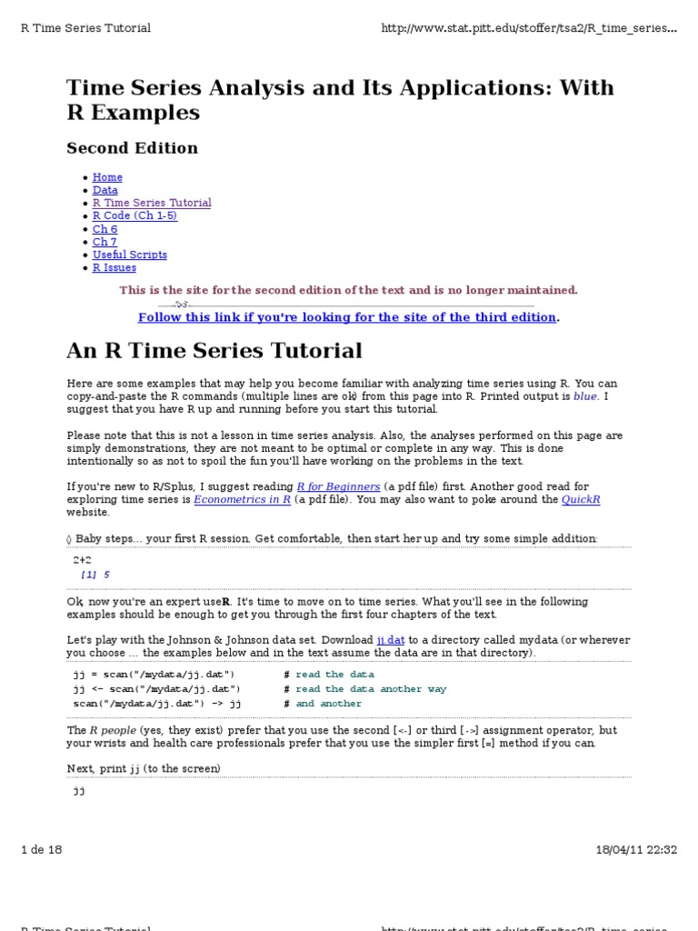 Time Series Analysis And Its Applications With R Examples Second