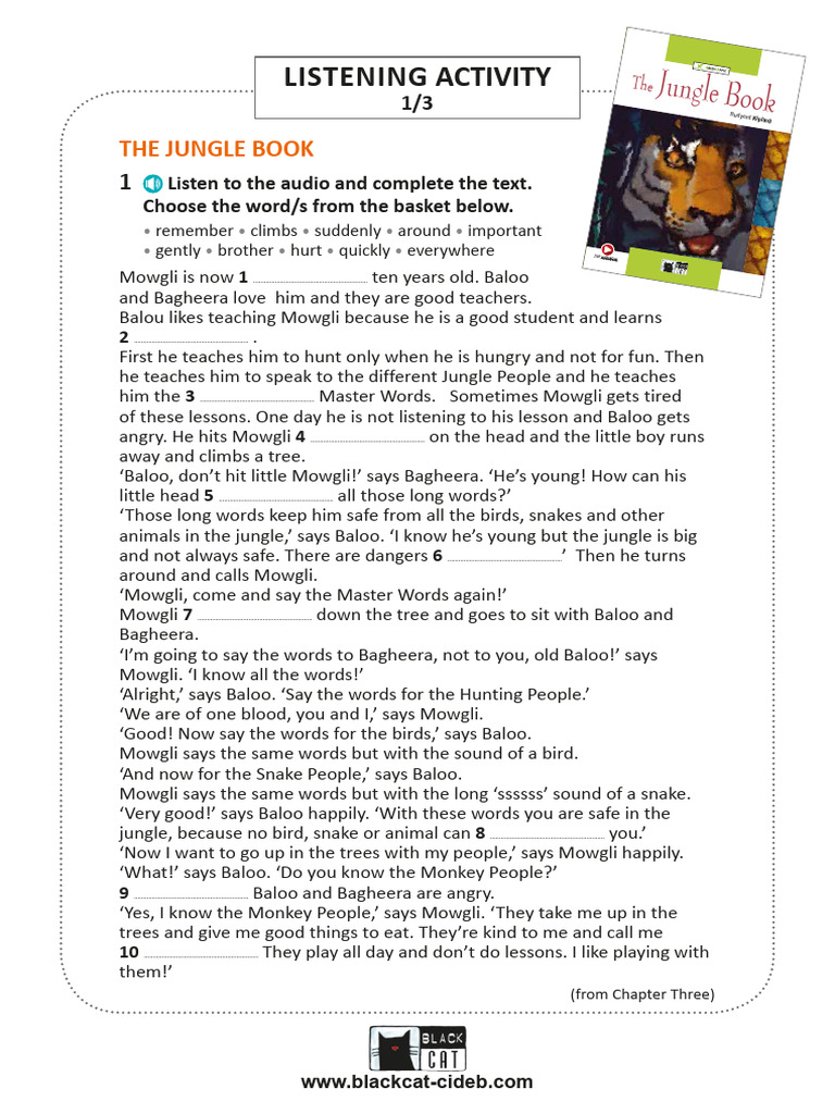 Listening Activity Keys The Jungle Book | PDF | Baloo | Bagheera
