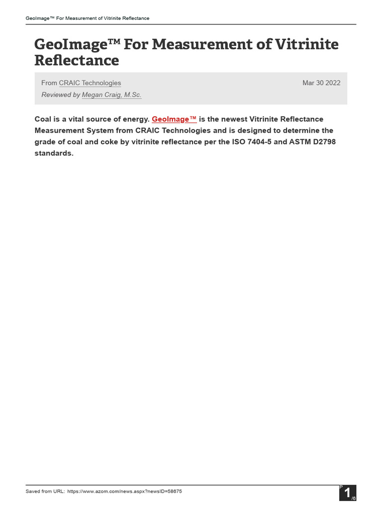 GeoImagee284a2 For Measurement of Vitrinite Reflectance | PDF ...