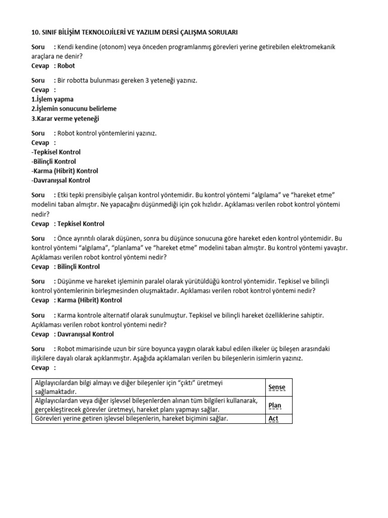 Calisma Sorulari 10.sinif | PDF