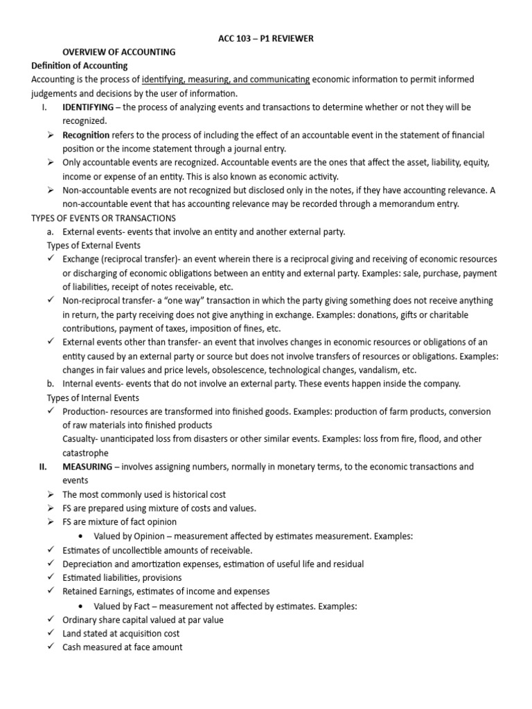 Acc 103 Overview and Accounting Process | PDF | Debits And Credits ...