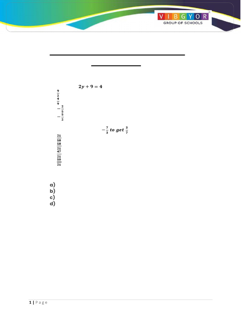 Grade 8 - Linear Equation in One Variable - Maths Worksheet | PDF ...