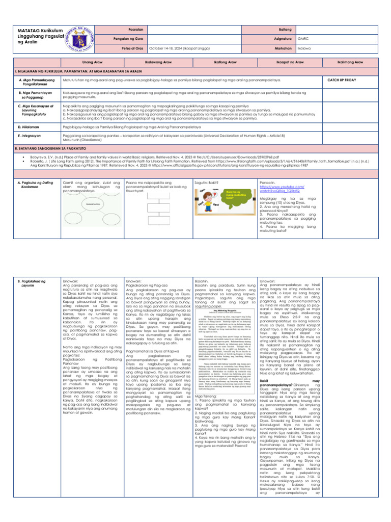 GMRC4 Q2 W5 DLL V.1 | PDF