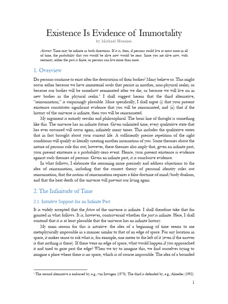 (New) Existence Is Evidence of Immortality | PDF | Evidence | Second ...