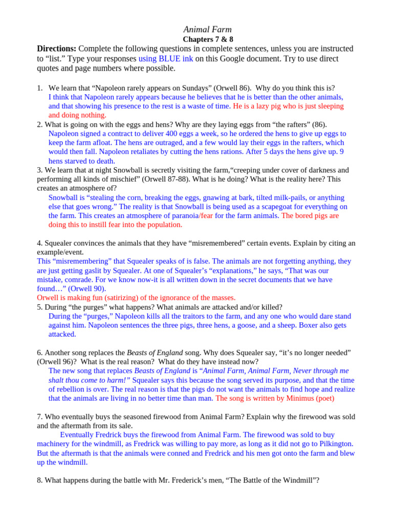 Krupam Patel - Updated Chapters 7 & 8 Animal Farm (Annotated | PDF