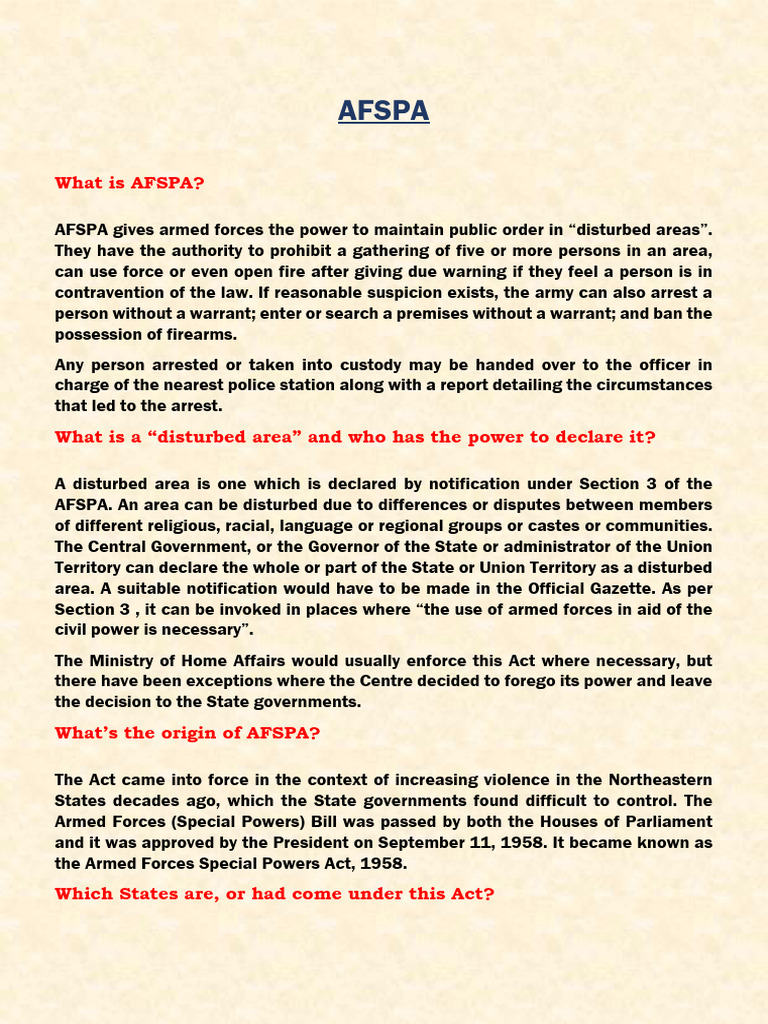 What Is AFSPA? | PDF | Government | Justice