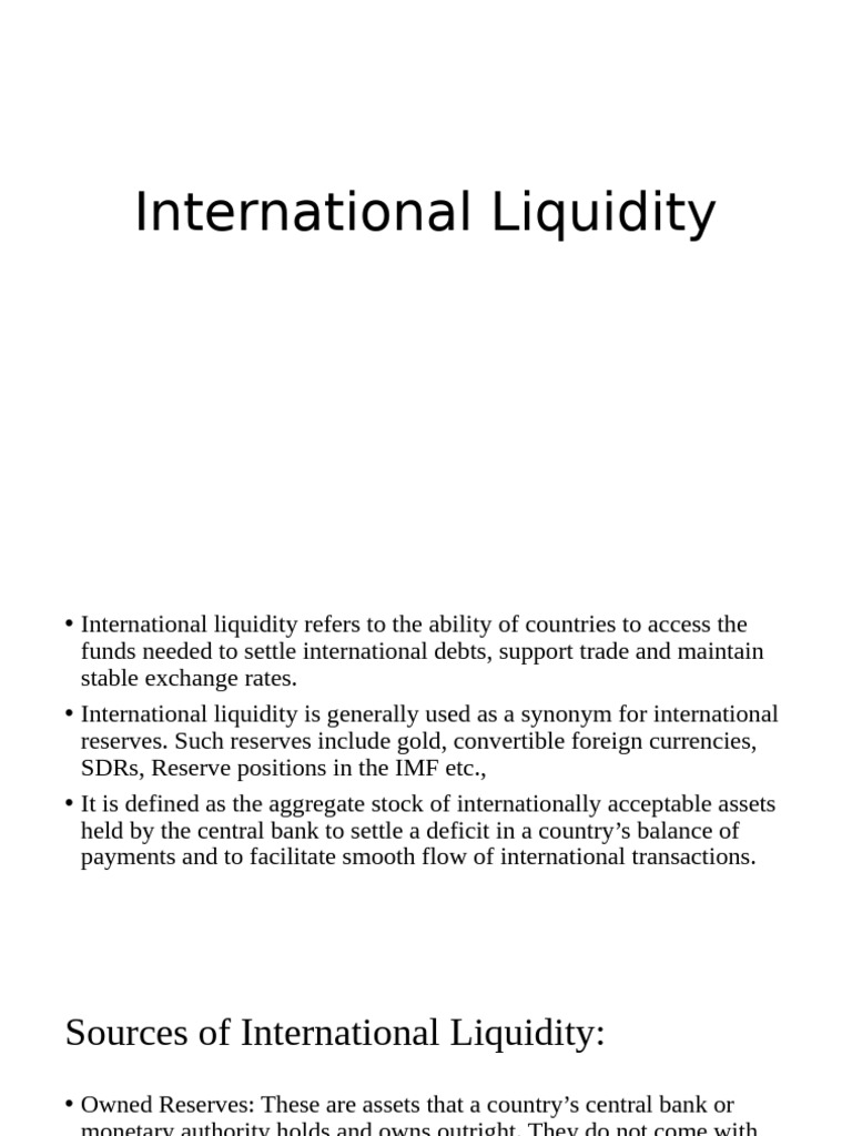International Liquidity | PDF | Balance Of Payments | Market (Economics)