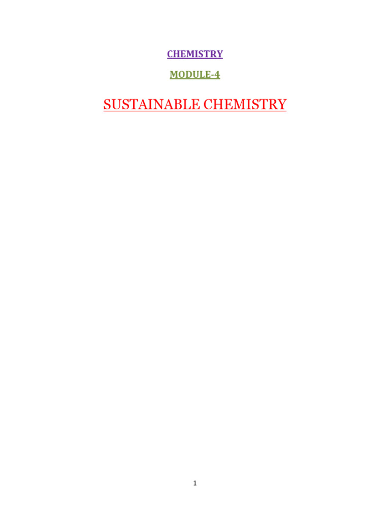 Module-4 (Sustainable Chemistry) | PDF