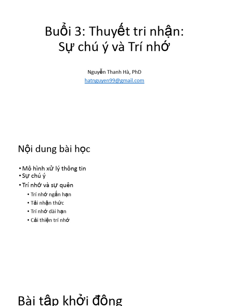 Module 1 Buoi 3. Thuyet Tri Nhan (New) | PDF