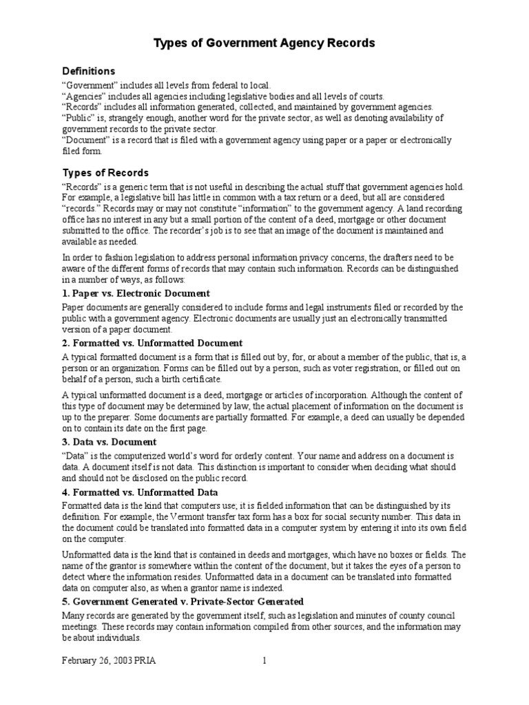 Types of Government Records Explained | PDF | Deed | Social Security Number