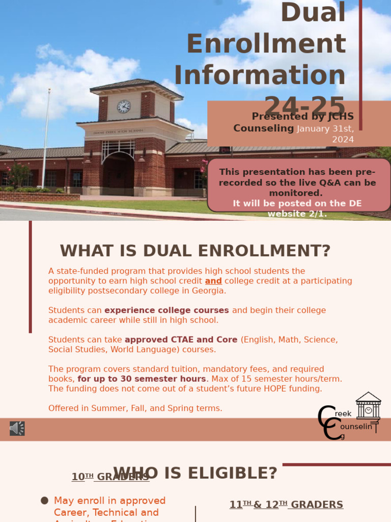 Dual Enrollment Info Presentation 24-25 | PDF | Sat | University And ...