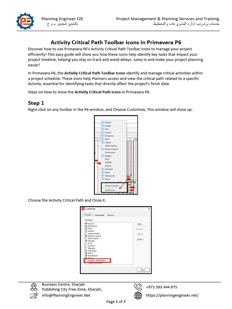 Activity Critical Path Toolbar Icons PDF 1729222259 | PDF | Computing