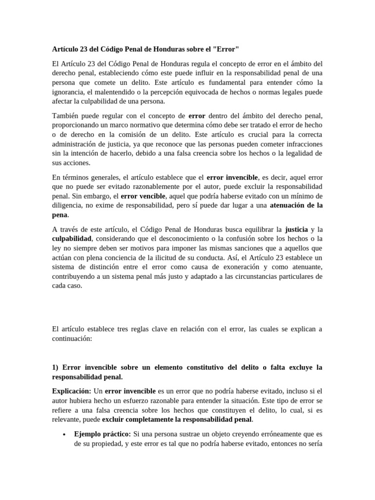 Error en el Artículo 23 del Código Penal | PDF | Derecho penal | Castigos