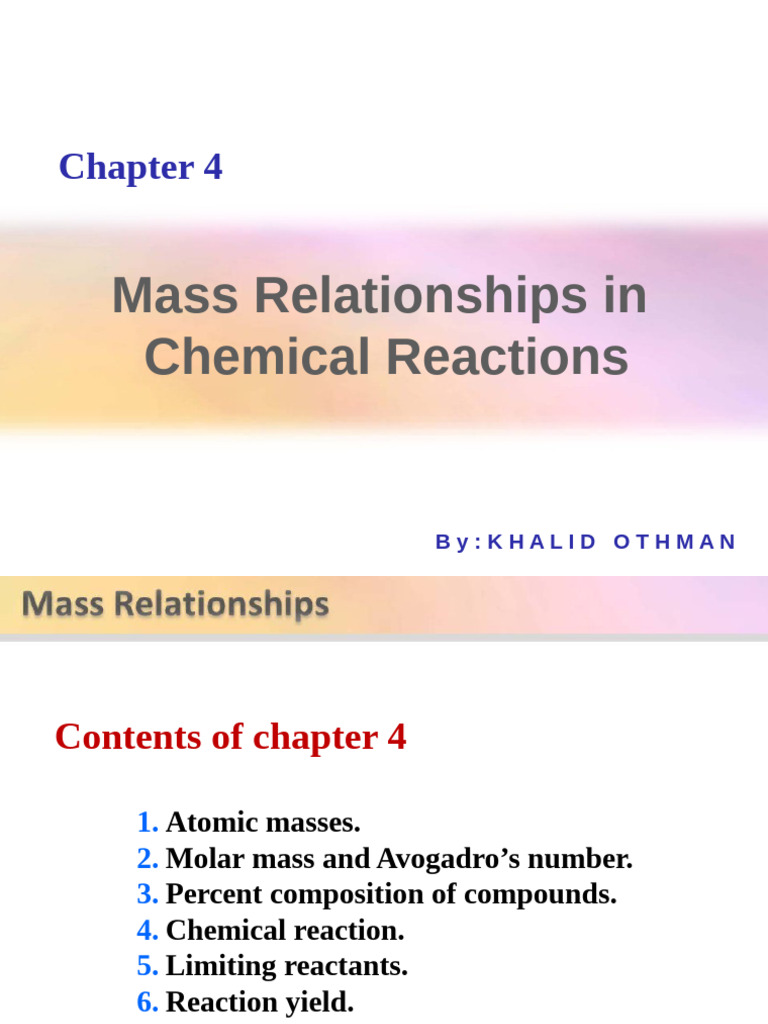 5 Mass Relationship | PDF | Mole (Unit) | Stoichiometry