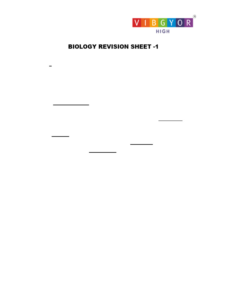 Biology Revision Sheet - 1 | PDF