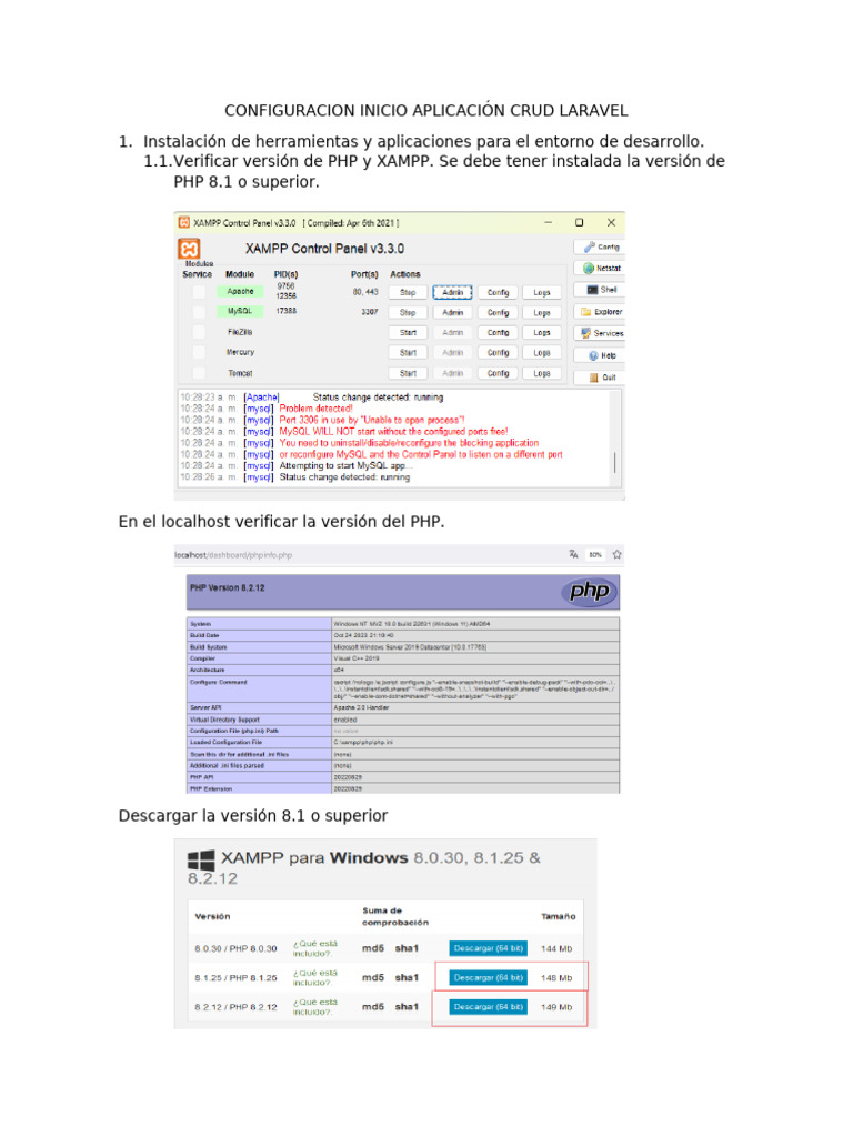Configuracion Inicio Aplicación Crud Laravel | PDF | Archivo de computadora | Php
