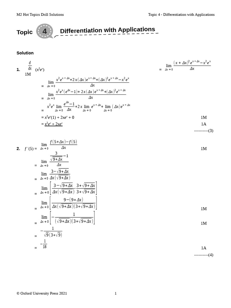OUP M2 Drill Topic 4 Sol e | PDF | Differential Geometry | Mathematical Physics