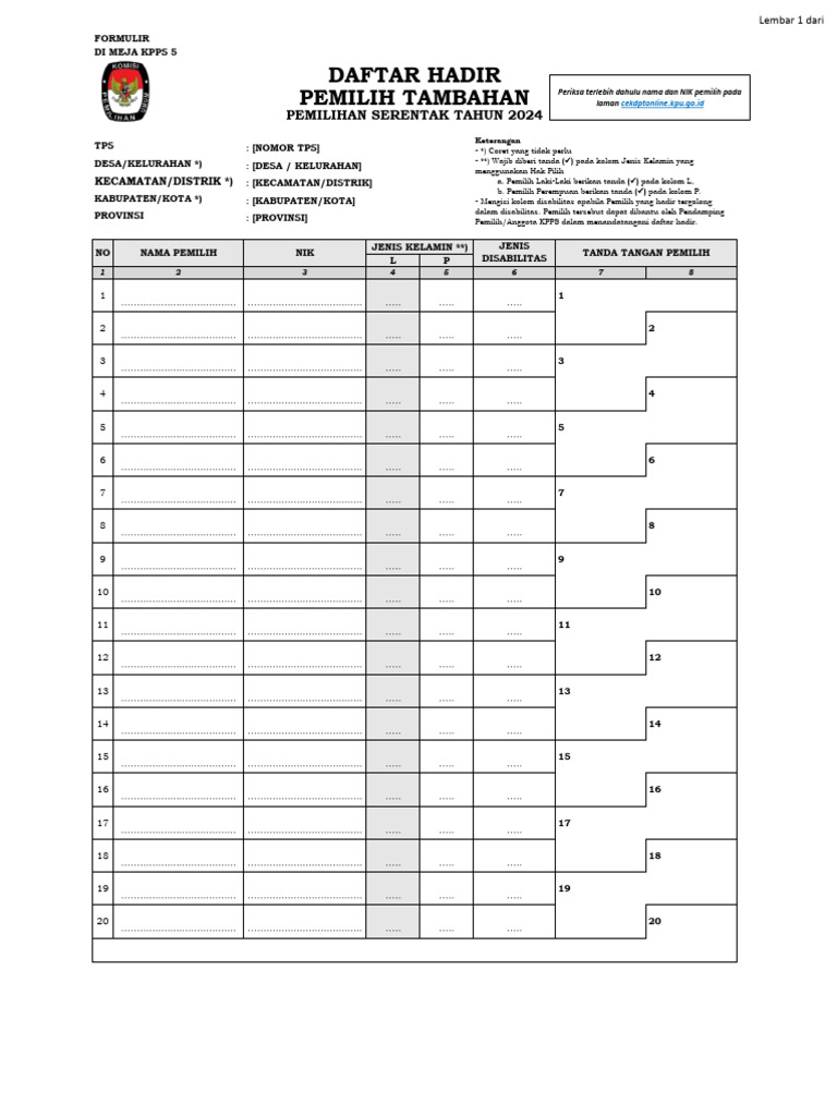 Daftar Hadir DPK | PDF