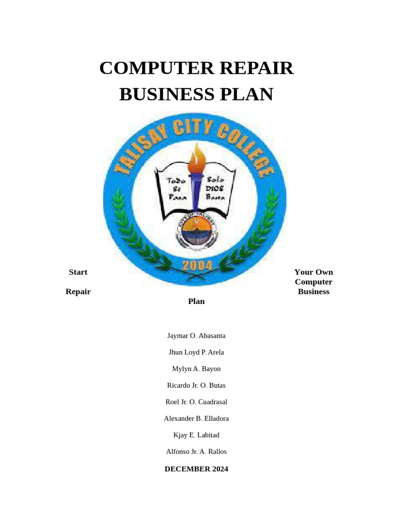 Computer Repair Business Plan (G1) | PDF | Career & Growth