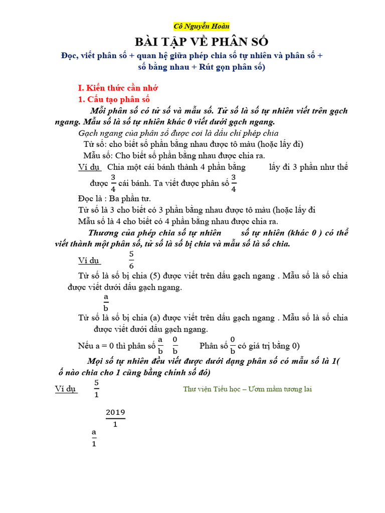 ÔN TẬP VỀ PHÂN SỐ | PDF