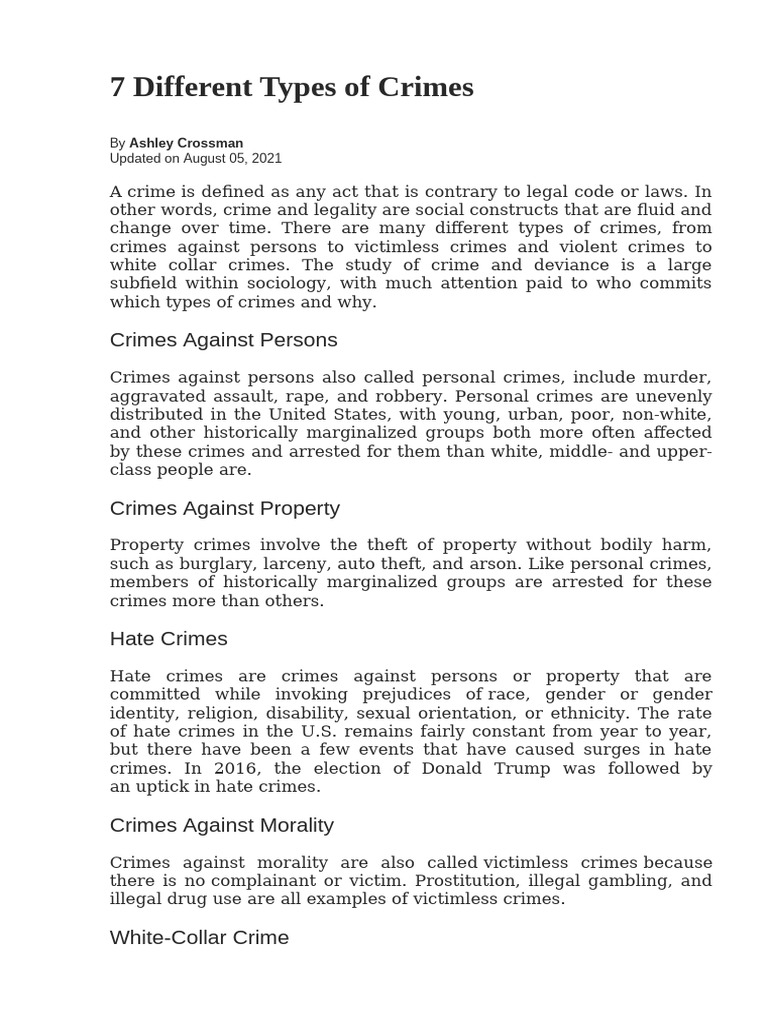 Overview of 7 Crime Types | PDF | Crimes | Crime & Violence