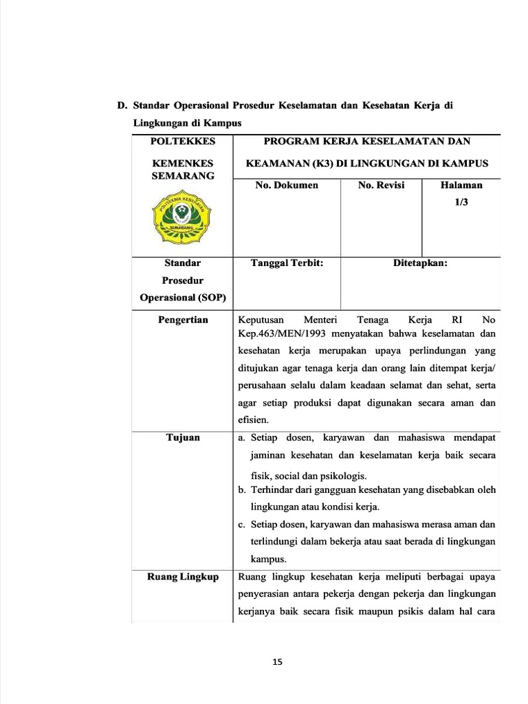 PDF Kel 13 Sop k3 Di Kampus Dan Rs - Compress | PDF