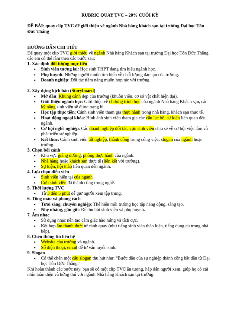 Rubric Quay TVC - 20% | PDF